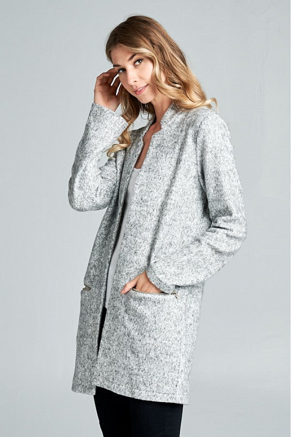 Kate Collarless Long Jacket – Bennett James